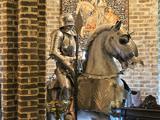 This impressive knight's armor display isn't just for show&mdash;it's a tangible connection to the medieval world that inspired Castle Gwynn's creation.