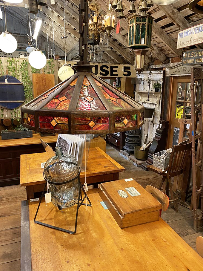 That stained glass lamp isn't just illuminating the room&mdash;it's broadcasting stories from another era in technicolor.