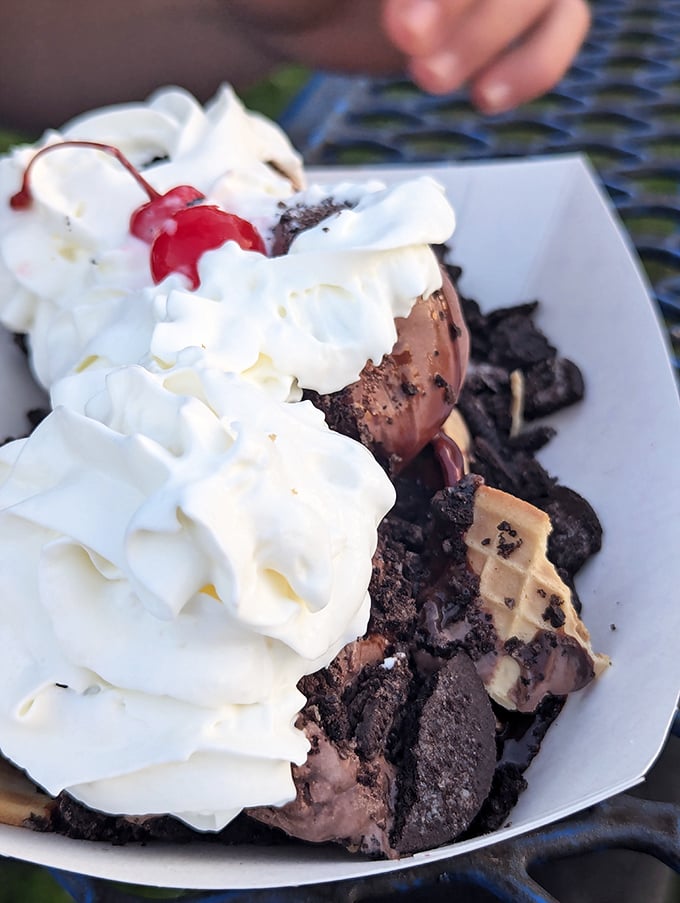 Behold the "Husky Hero" &ndash; where school spirit meets dairy artistry. Those blue and white sprinkles practically sing the UConn fight song.