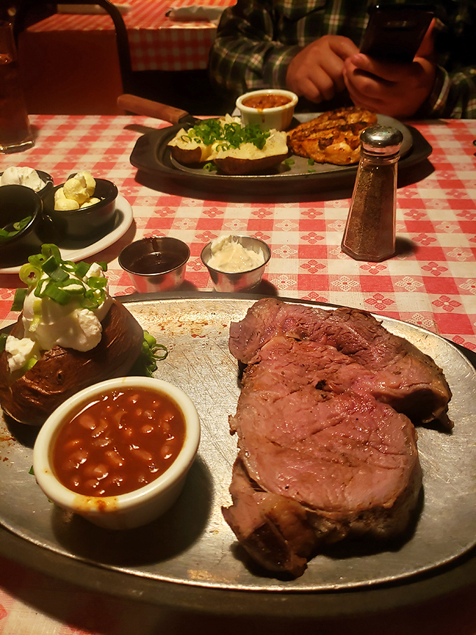 When your prime rib comes with a baked potato loaded like it's carrying precious cargo, you know you've made excellent life choices.