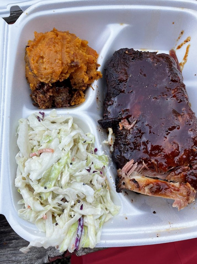 Sweet potato casserole meets fall-off-the-bone ribs and coleslaw. The holy trinity of Southern comfort on a single plate.
