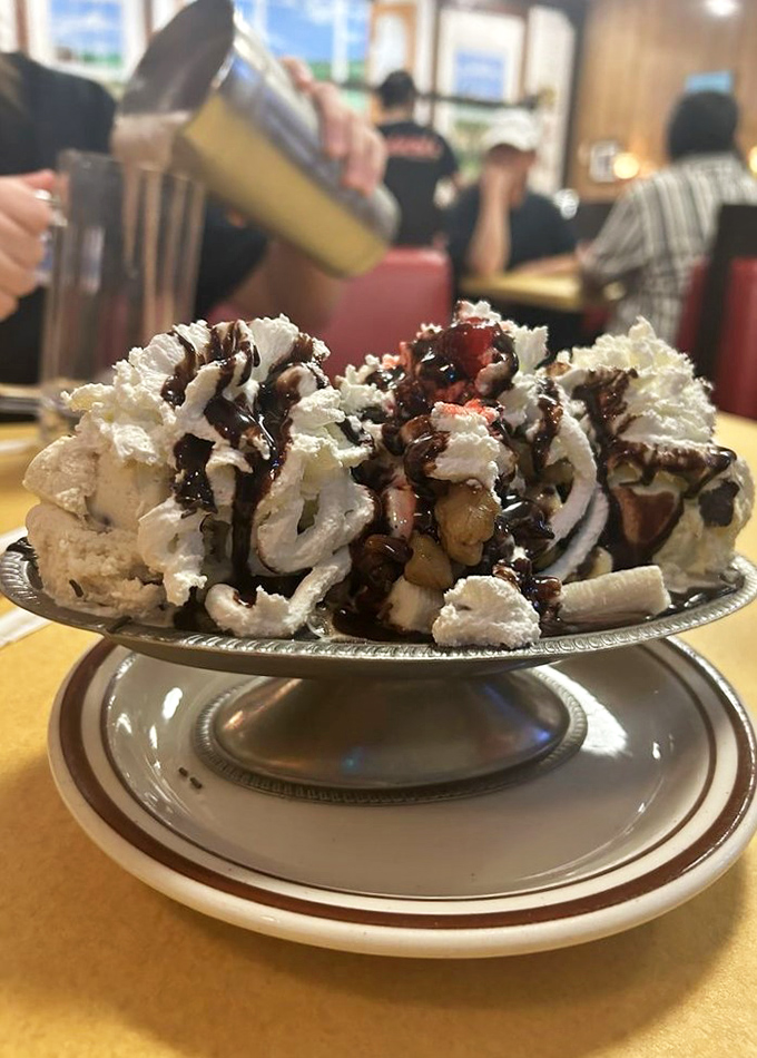 The wet walnut sundae isn't just a dessert, it's an engineering marvel of whipped cream, nuts, and ice cream architecture.