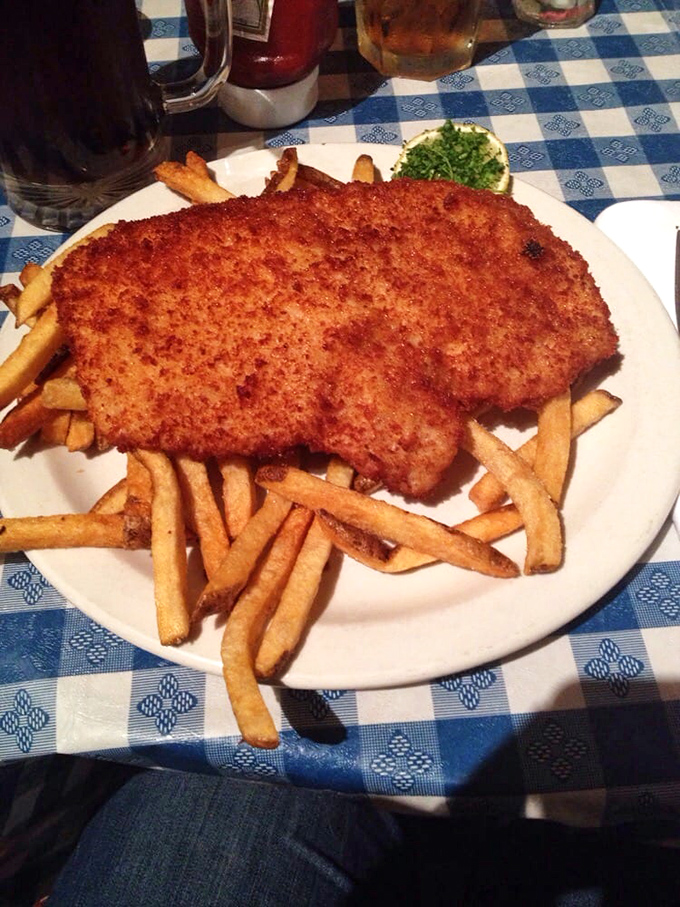 Schnitzel so perfectly golden it deserves its own Instagram account. Crispy on the outside, tender within, and large enough to make you question your life choices.