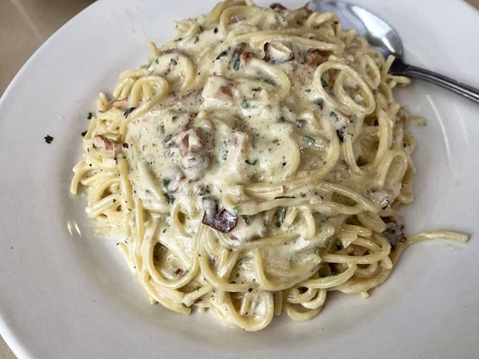 Carbonara that would make an Italian grandmother weep with joy. Creamy, dreamy, and unapologetically indulgent.