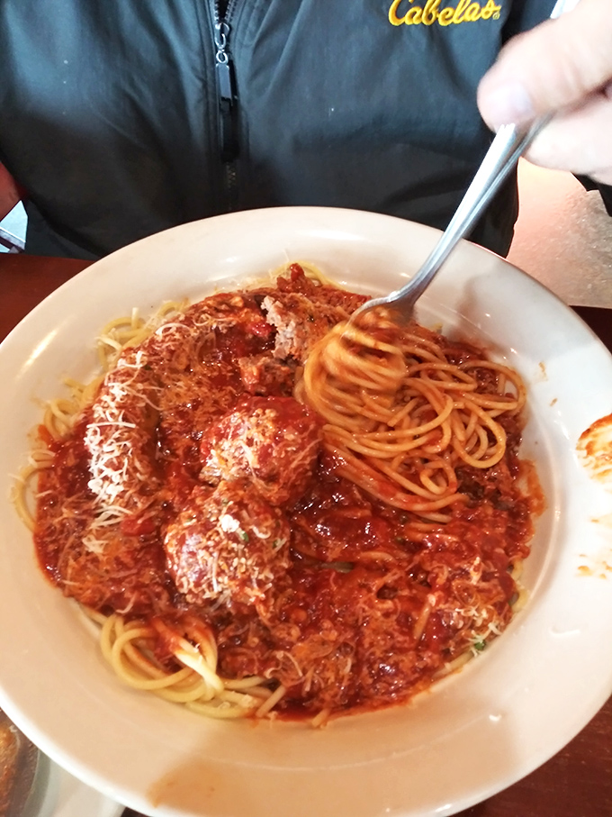 Those meatballs aren't just sitting on that spaghetti&mdash;they're holding court. The proper ratio of pasta to sauce to cheese is a beautiful thing.