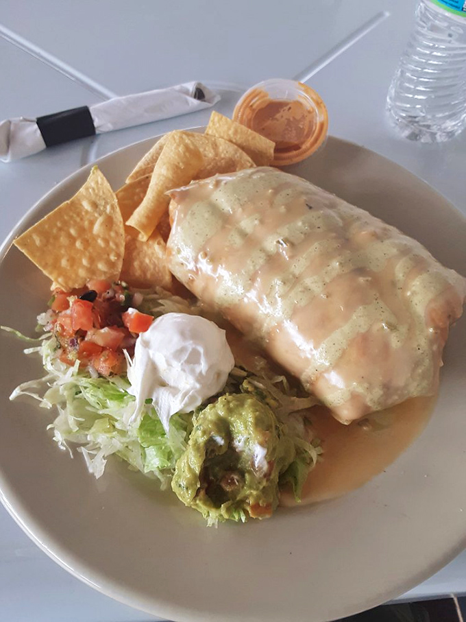 This burrito didn't just get fried &ndash; it got promoted to royalty, crowned with queso and dressed in sauces that'll make your taste buds stand at attention. 