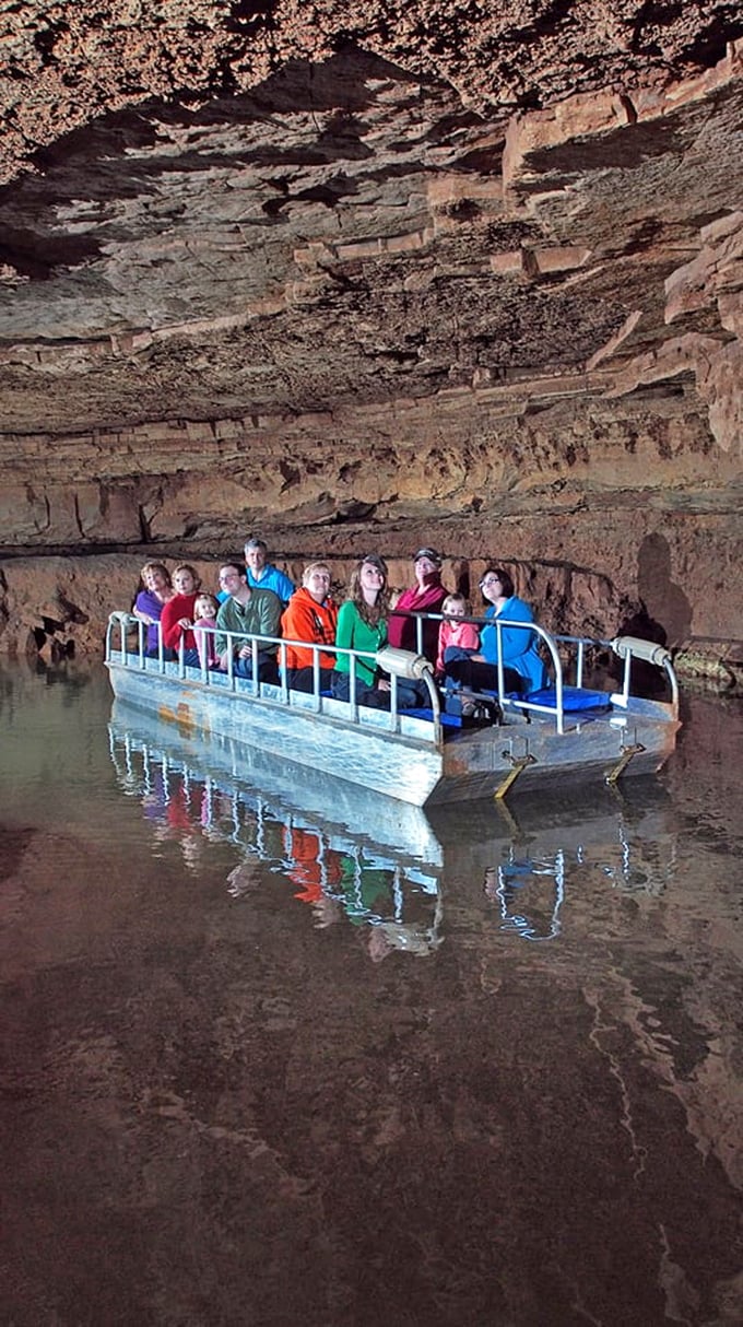 All aboard the subterranean ferry! These underground waterways once hosted prehistoric creatures, now they welcome curious humans instead.