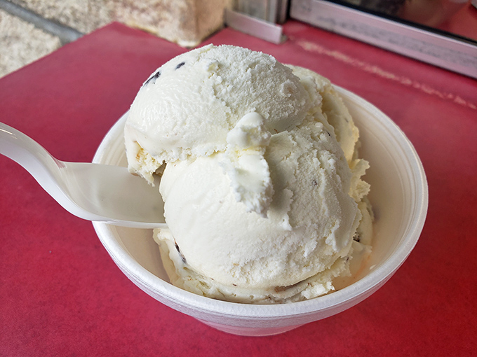 Vanilla custard so dense and creamy it makes regular ice cream look like it's not even trying. Spoon stands at attention.