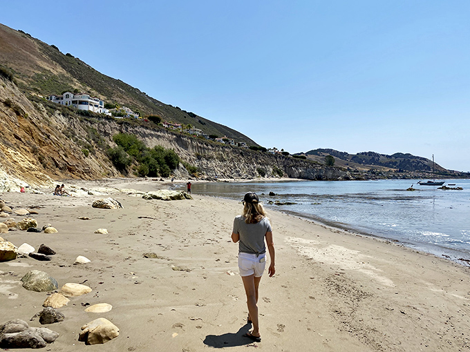 Walking these shores feels like being the star of your own coastal movie. The soundtrack? Just waves and the occasional seagull critic.