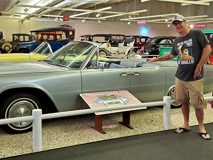 Car enthusiasts find their happy place among Detroit's finest creations. That convertible would look perfect cruising down a coastal highway at sunset.