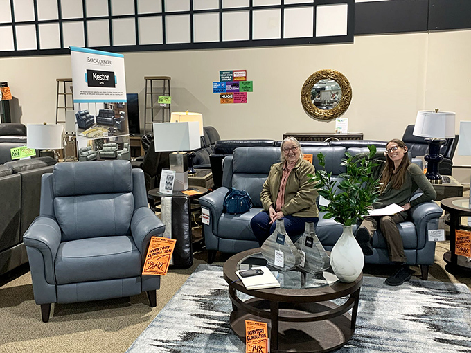The true test of quality furniture: how it looks with actual humans enjoying it. These comfortable recliners practically dare you not to put your feet up.