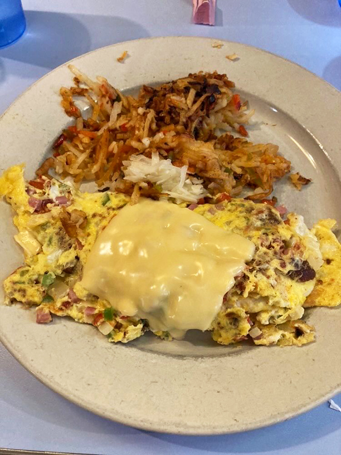 This Western omelet contains more fillings than some Manhattan apartments. The melty cheese pulls like the heartstrings of breakfast lovers everywhere.