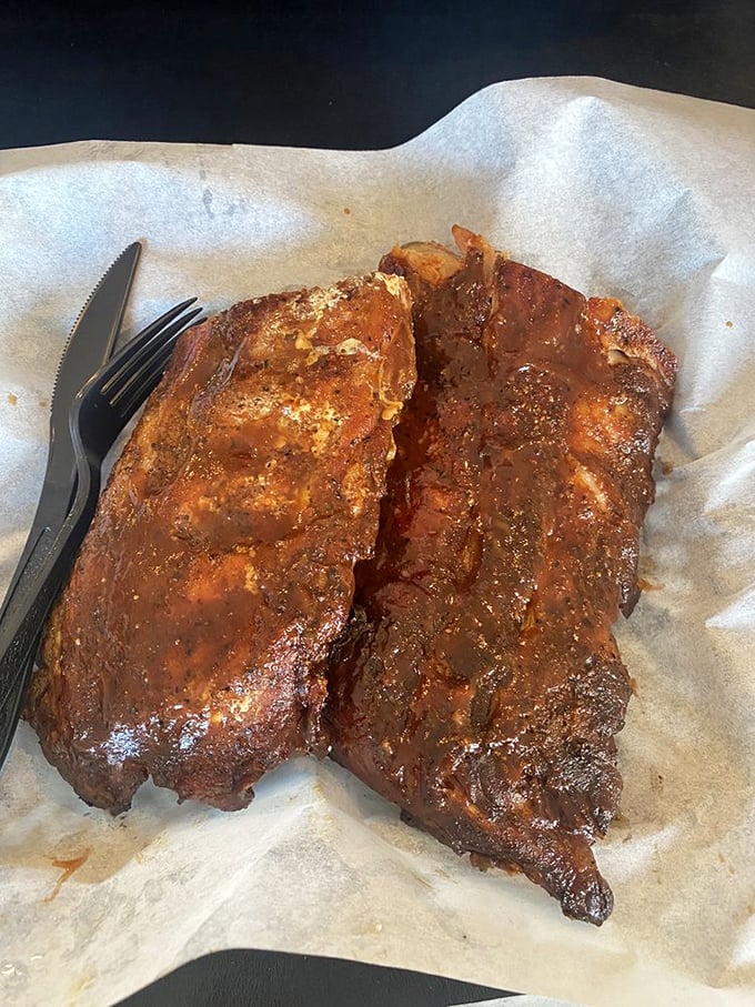 Behold the rack of ribs in all its glory&mdash;the kind of meal that makes you temporarily forget table manners exist. Napkins are not optional.