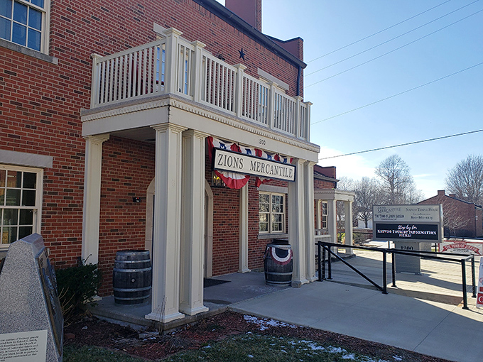 Step back in time at Zion's Mercantile, where the wooden porch and period details make modern shopping feel like a historical adventure.
