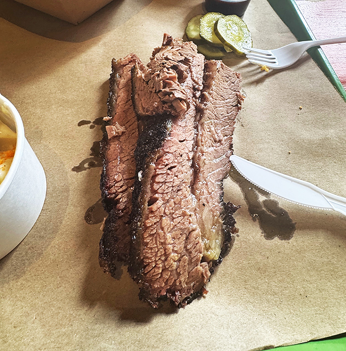 Sliced brisket with that glistening pepper crust is the jewelry of the barbecue world&mdash;except this bling disappears with delicious urgency. 