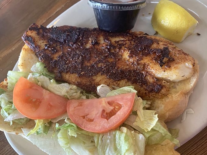 This blackened grouper sandwich isn't just food&mdash;it's edible poetry with a spice rub that deserves its own Grammy nomination.