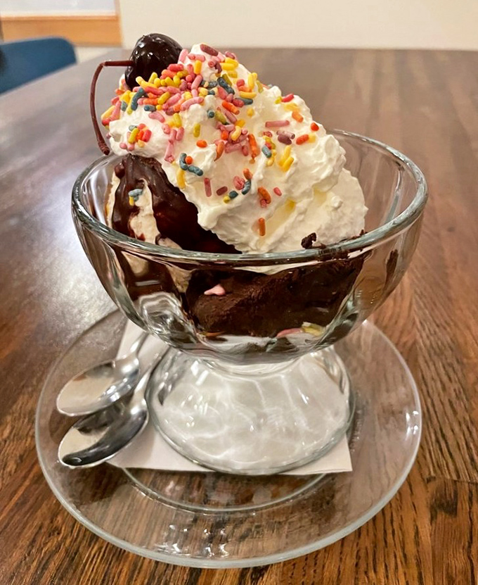 Sprinkles: the confetti of the dessert world. This brownie sundae doesn't just satisfy cravings—it throws them a parade complete with whipped cream floats.