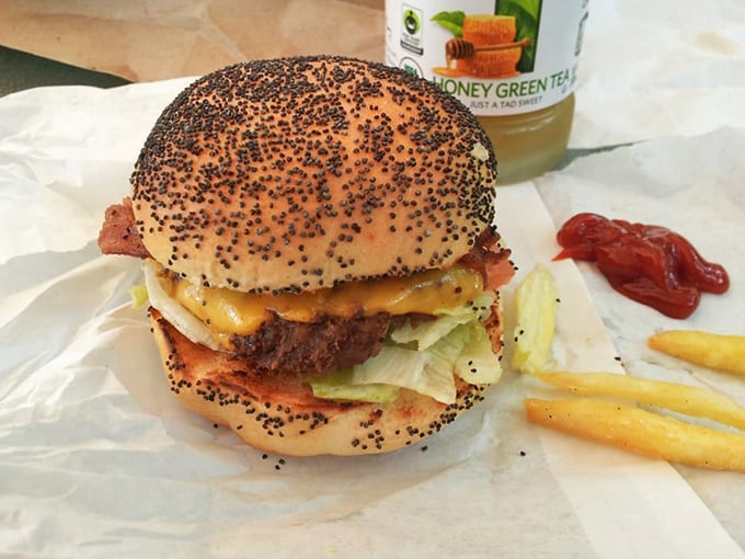 The mushroom pizza proves the Red Rabbit isn't just about burgers. This perfect circle of cheese, sauce, and fungi would make any Italian nonna nod in approval. 