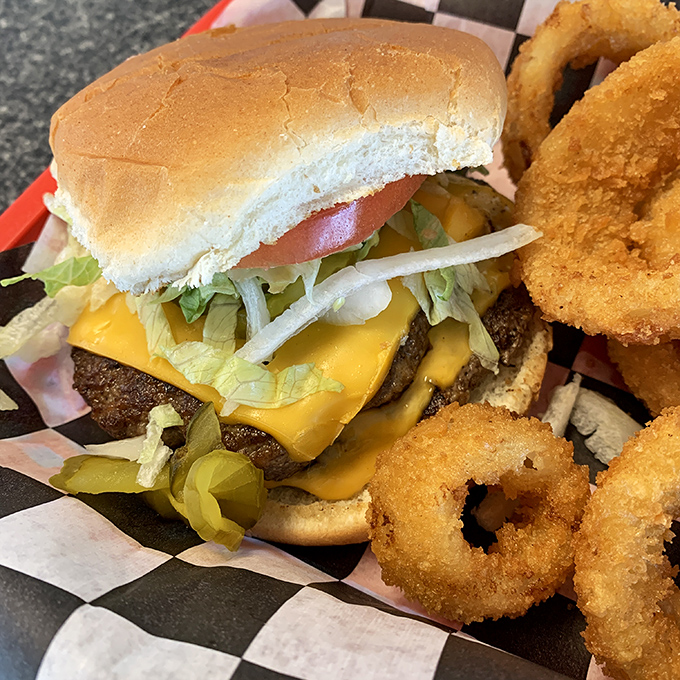 The cheeseburger and onion rings combo&mdash;proof that sometimes the simplest pleasures are the most profound. No foodie hashtags required.