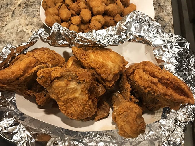 Crispy meets juicy in a showdown where everybody wins. That fried okra in the background is the unsung hero of many Eischen's pilgrimages.