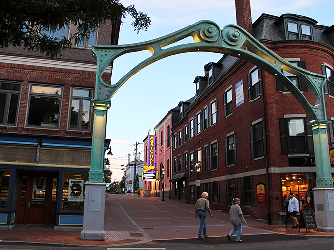 The distinctive arch marking Vaughan Mall welcomes pedestrians into a brick-lined haven where window shopping counts as legitimate entertainment.
