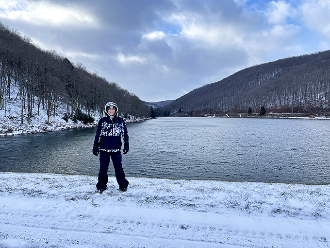 Winter transforms the summer playground into a snow-dusted wonderland. The beach sleeps beneath a peaceful blanket of white, waiting for warmer days.