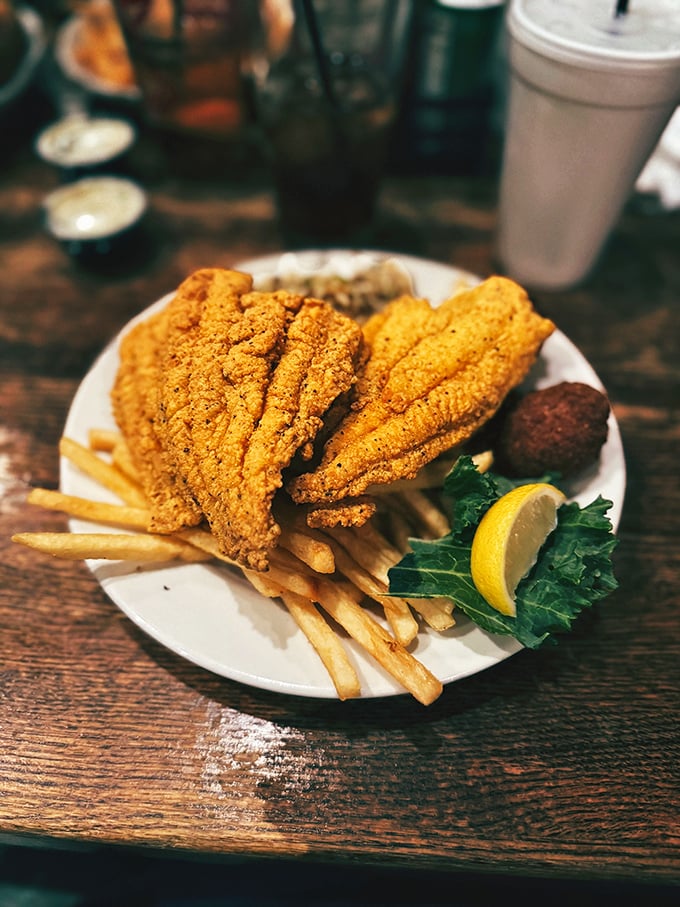 Golden-fried catfish that would make your grandma jealous. Crispy exterior, flaky interior, and not a hint of grease in sight.