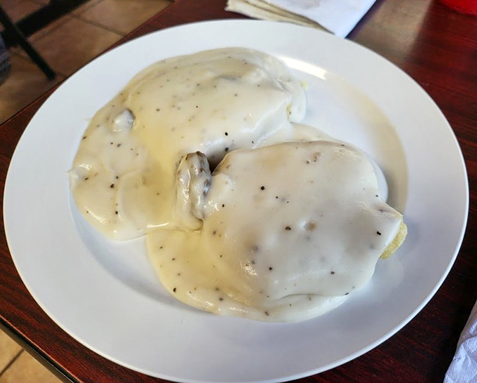 Behold the crown jewels of Loganville&mdash;two perfectly breaded steaks swimming in a sea of peppery white gravy that could make a vegetarian question their life choices.