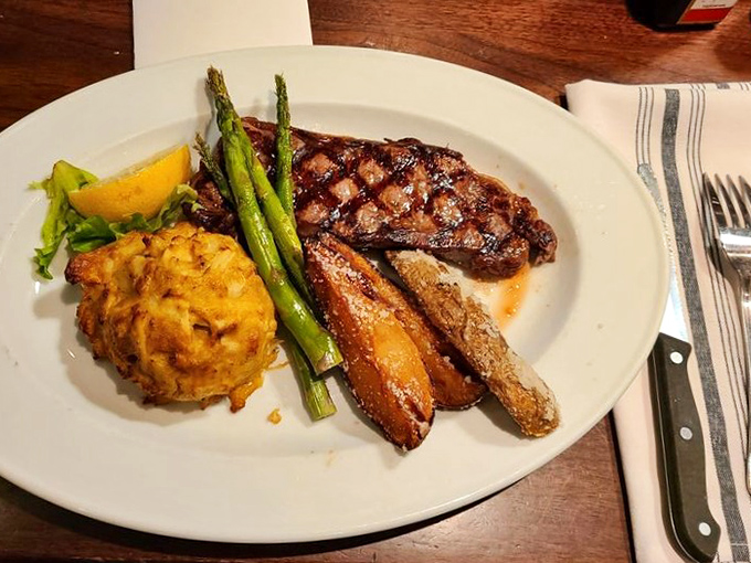 When land meets sea on a plate, everybody wins. That crab cake could run for Maryland governor and win by a landslide.
