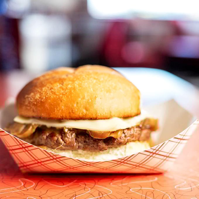 The Mushroom Burger doesn't apologize for its simplicity&mdash;just a perfect patty, melty cheese, and saut&eacute;ed mushrooms in delicious harmony.