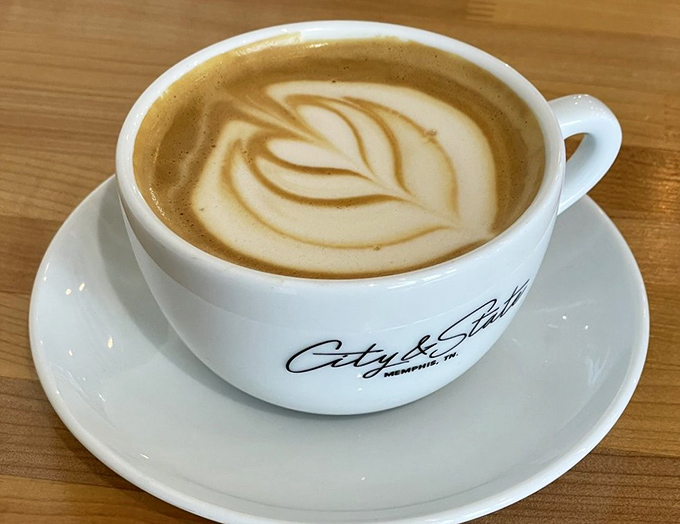 Perfection in a porcelain cup&mdash;this latte's silky microfoam creates the kind of leaf pattern that makes you hesitate before taking that first heavenly sip.