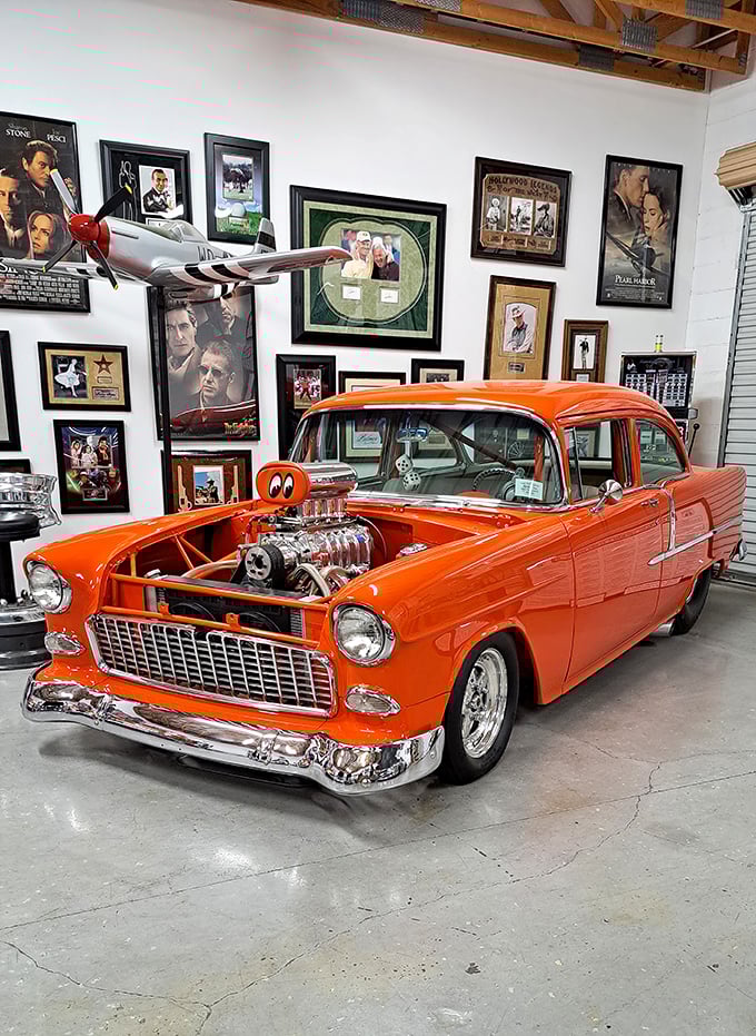 This flaming orange '55 Chevy isn't just a car&mdash;it's rolling sculpture with an engine that could wake the neighbors three blocks away.