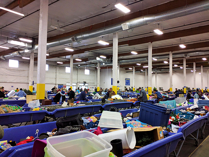 The warehouse in full treasure-hunting mode. Like a library where the books are replaced with everything else humanity has ever created.
