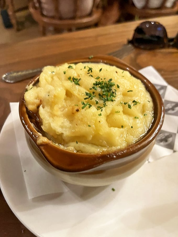 A bubbling cauldron of comfort &ndash; the potato crust on this shepherd's pie is the edible equivalent of a perfectly fluffed pillow.