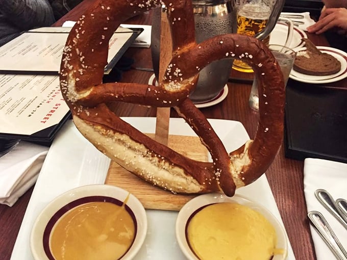 This isn't just a pretzel&mdash;it's a golden-brown masterpiece of German baking tradition, demanding to be photographed before it's devoured.