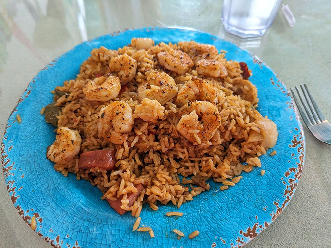 Not just any shrimp and rice&mdash;this is a spice-kissed island vacation that doesn't require applying for a passport or packing sunscreen.