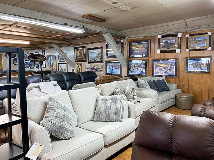 This furniture showroom displays comfortable sofas and recliners that could transform any living space beautifully.