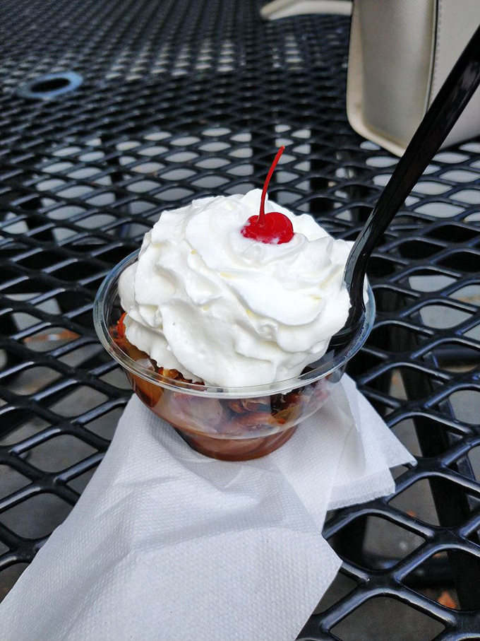 The hot fudge sundae: where cream meets dream. That cherry isn't garnish&mdash;it's the exclamation point on a statement of deliciousness.
