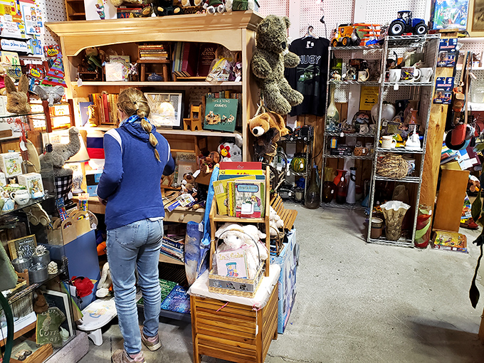 The thrill of the hunt captured in real-time. Every serious collector knows that perfect "I think I found something" posture.