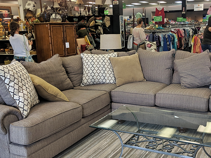 That sectional sofa? It's seen less action than my exercise equipment but looks infinitely more comfortable. Decorative pillows included&mdash;previous owner's good taste thrown in for free.