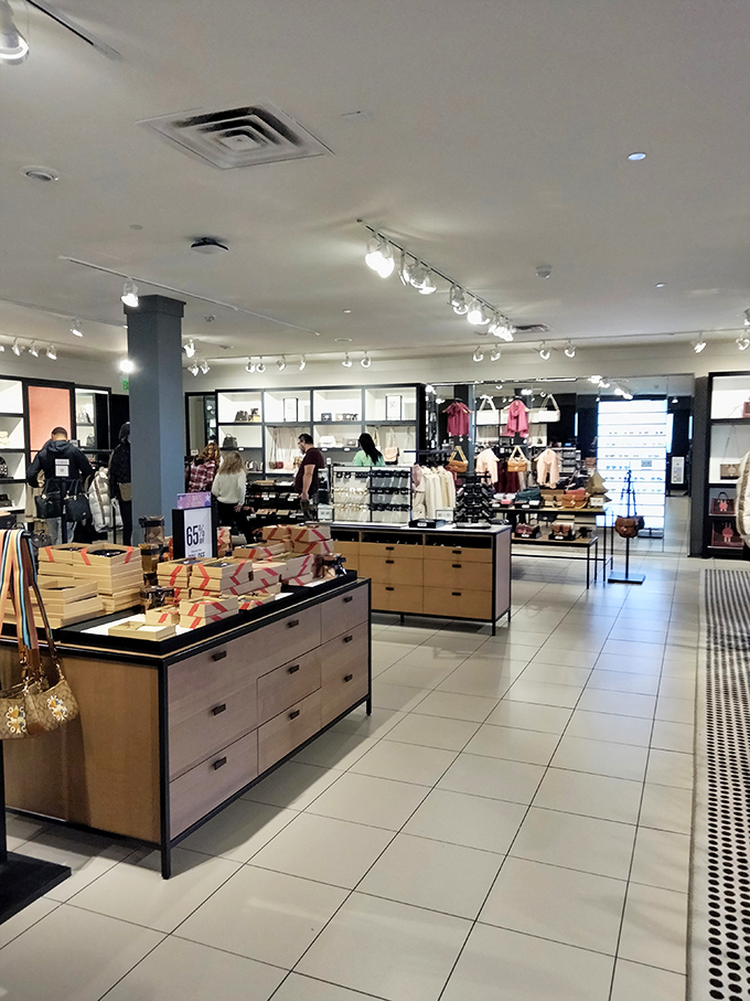 Modern, well-lit interiors create an upscale shopping experience that makes you forget you're at an outlet until you see the delightful price tags.