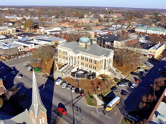 Athens' courthouse square looks like it was designed by someone who understood that beauty doesn't need to be expensive.