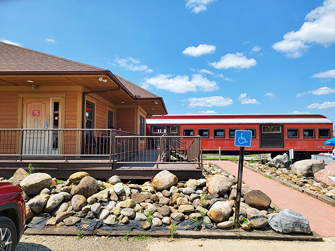 All aboard the flavor train! This converted railcar diner proves everything's more fun when eaten inside a bright red caboose.