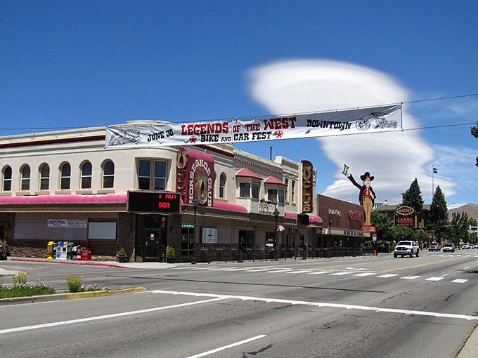 Carson City's historic downtown features colorful buildings housing shops and restaurants with reasonable prices for fixed-income budgets.