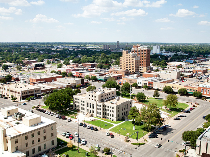 Enid's historic downtown welcomes visitors with classic brick architecture. The northwestern Oklahoma city offers small-town prices with surprising cultural amenities.