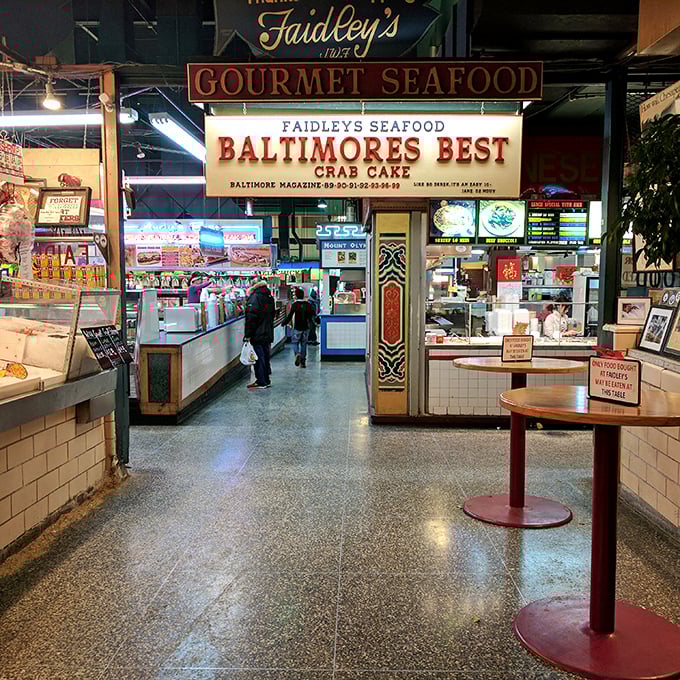 Faidley's: Where Baltimore's seafood market tradition lives on. No seats necessary when the crab cakes are this good!