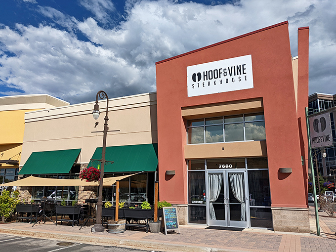 Hoof & Vine's modern coral fa&ccedil;ade stands out in Midvale &ndash; a stylish beacon for sophisticated steak lovers seeking the extraordinary.