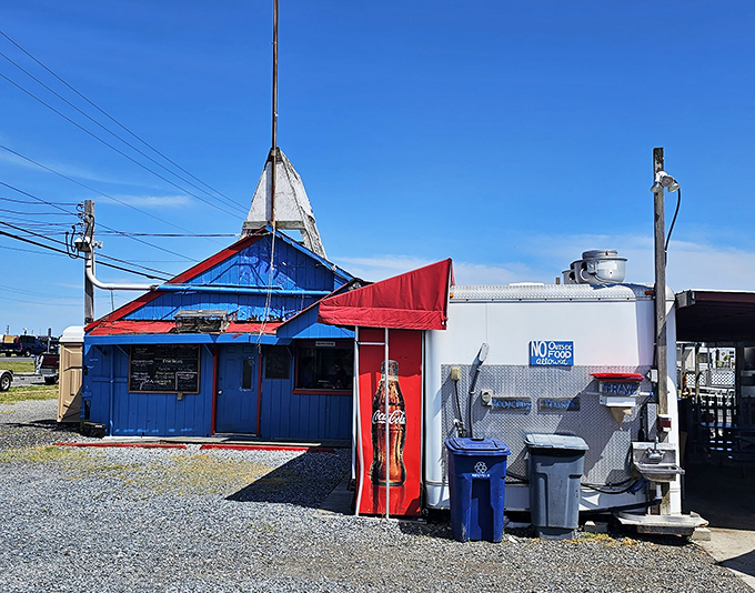 Hooked Up's blue and red shack stands out like a delicious postcard from seafood paradise. No frills, just thrills for your taste buds!