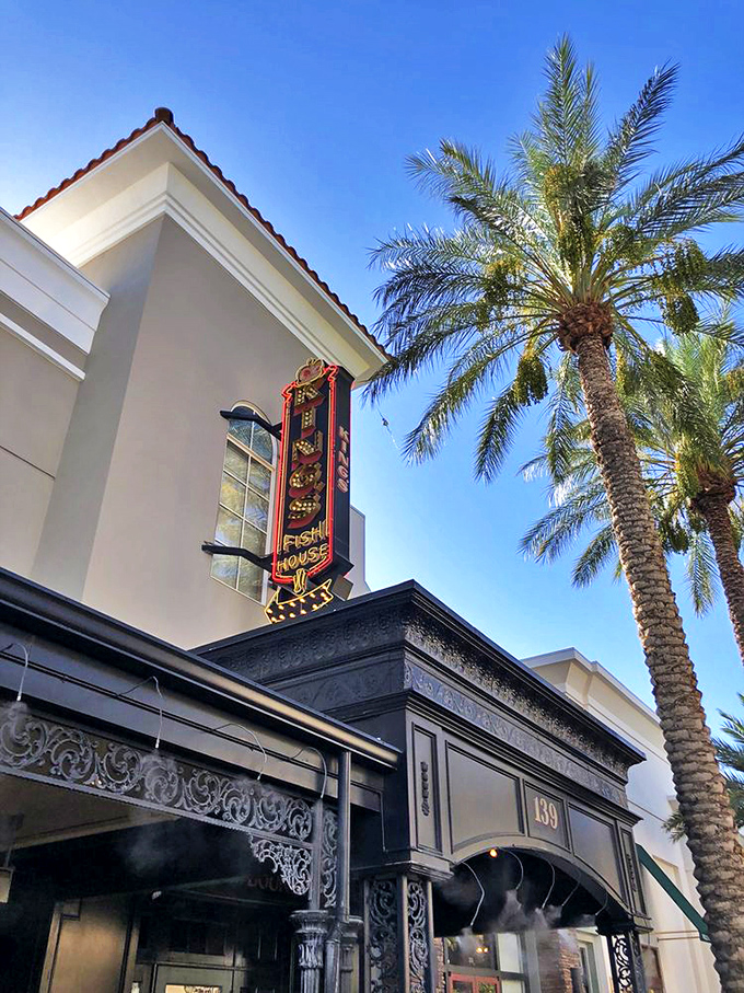 King's Fish House's striking red exterior signals the bold flavors you'll find on your plate. Seafood that makes a statement!