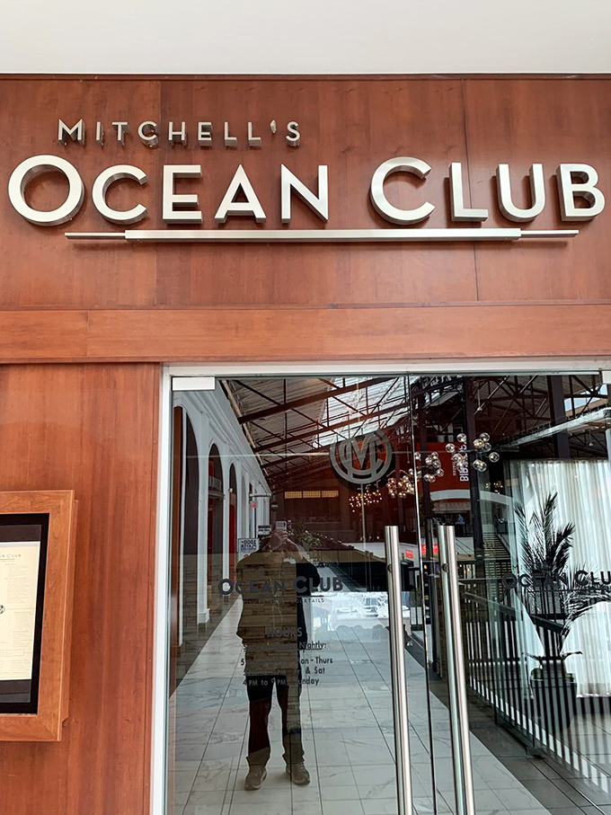 Mitchell's Ocean Club: Sleek, sophisticated, and serious about seafood. The elegant entrance promises a dining experience that respects the ocean's bounty.